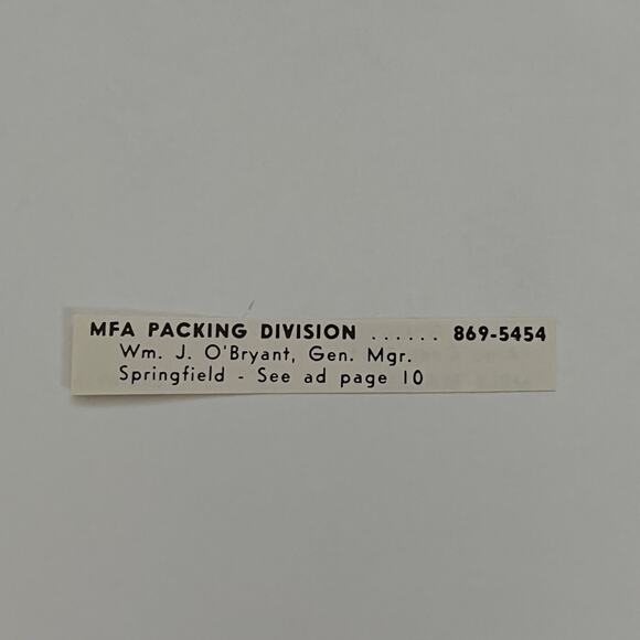 None and/or Unknown | Other | Mfa Packing Division Wm J O Bryant ...